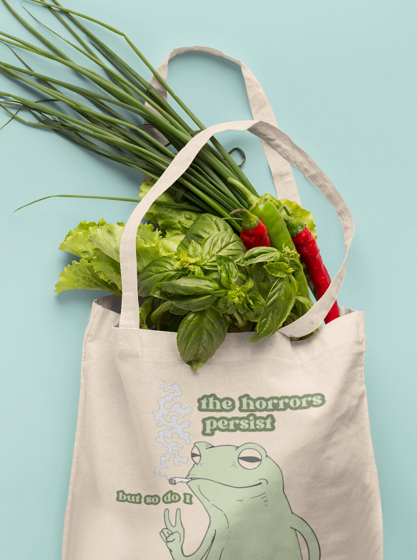 The Horrors Persist Frog Bag, Funny Tote Bags, Froggy, Funny Cottage ...