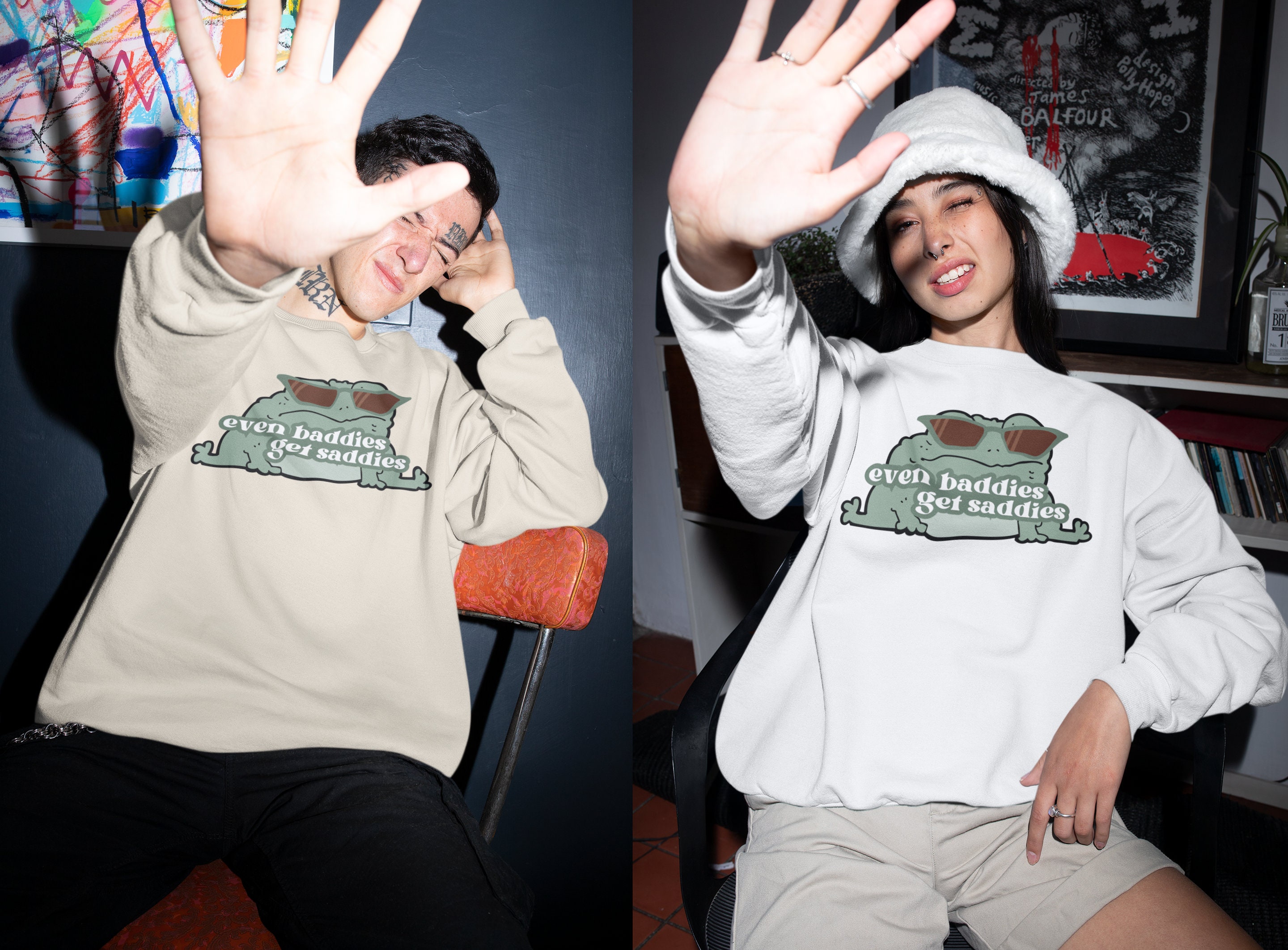 Even Baddies Get Saddies, Funny Crewnecks, Froggy, Funny Cottage Core ...