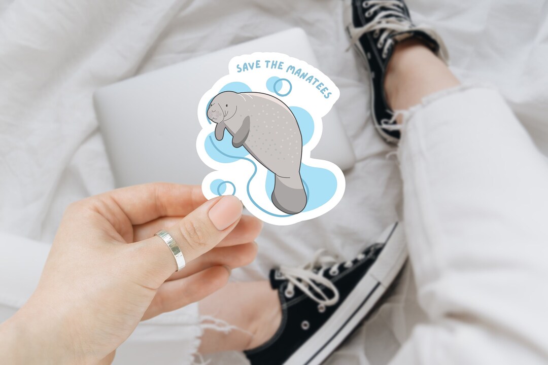 Save the Manatees Sticker, Cute Manatee Sticker, Ocean Sticker, Sea Cow ...