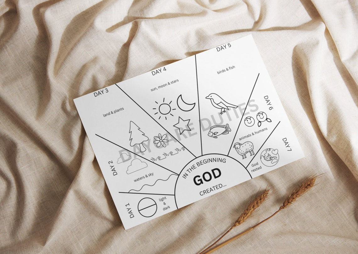 Creation Coloring Page | Homeschool • Preschool • Daycare • Sunday ...