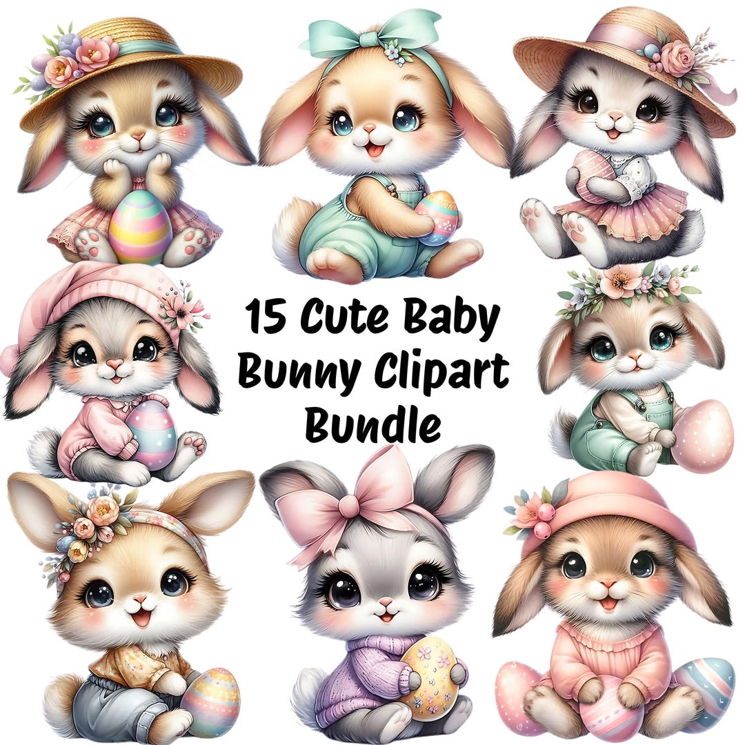 Watercolor Bunny Clipart: 15 PNG Bundle (digital Download) - Etsy