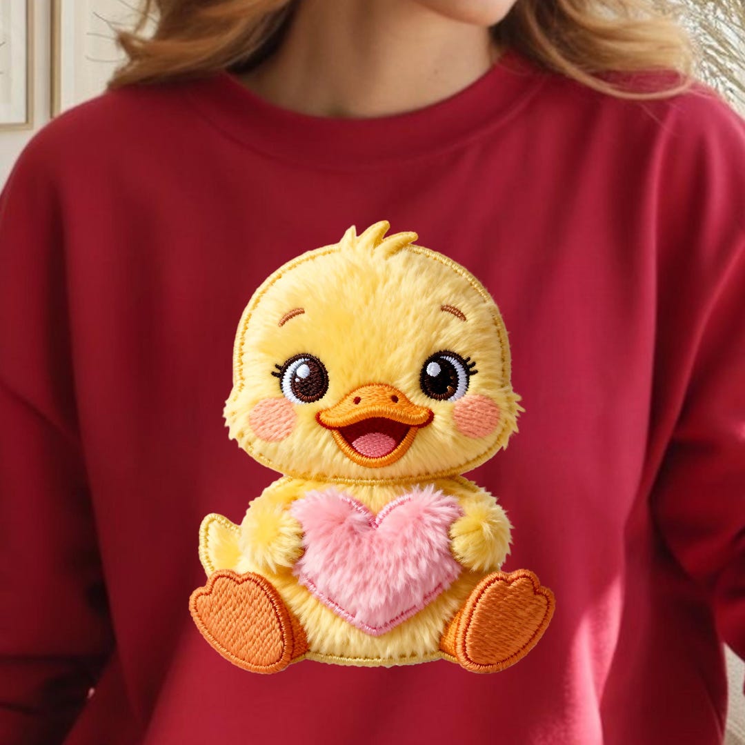 Faux Fur Duckling PNG: Plush Heart Valentine's T-shirt Design (digital ...