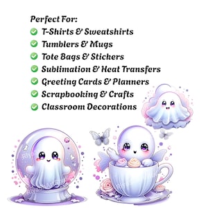 Kawaii Ghost Clipart Bundle: Pastel Halloween Pngs (digital Download ...