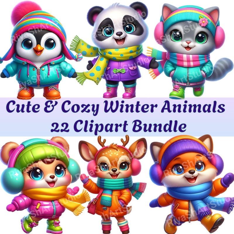 Winter Animals Clipart - Etsy