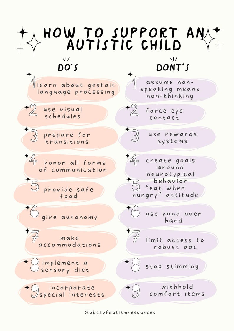 How to Support an Autistic Child - Do's and Don't's - Etsy