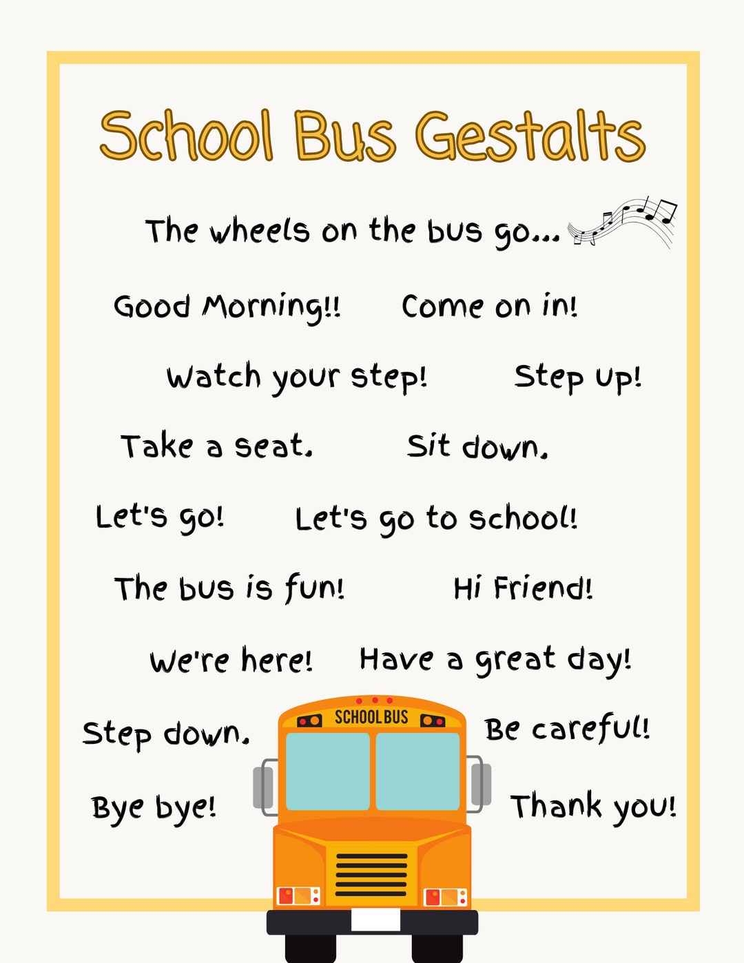 School Bus Gestalts for Autistic Students - Etsy