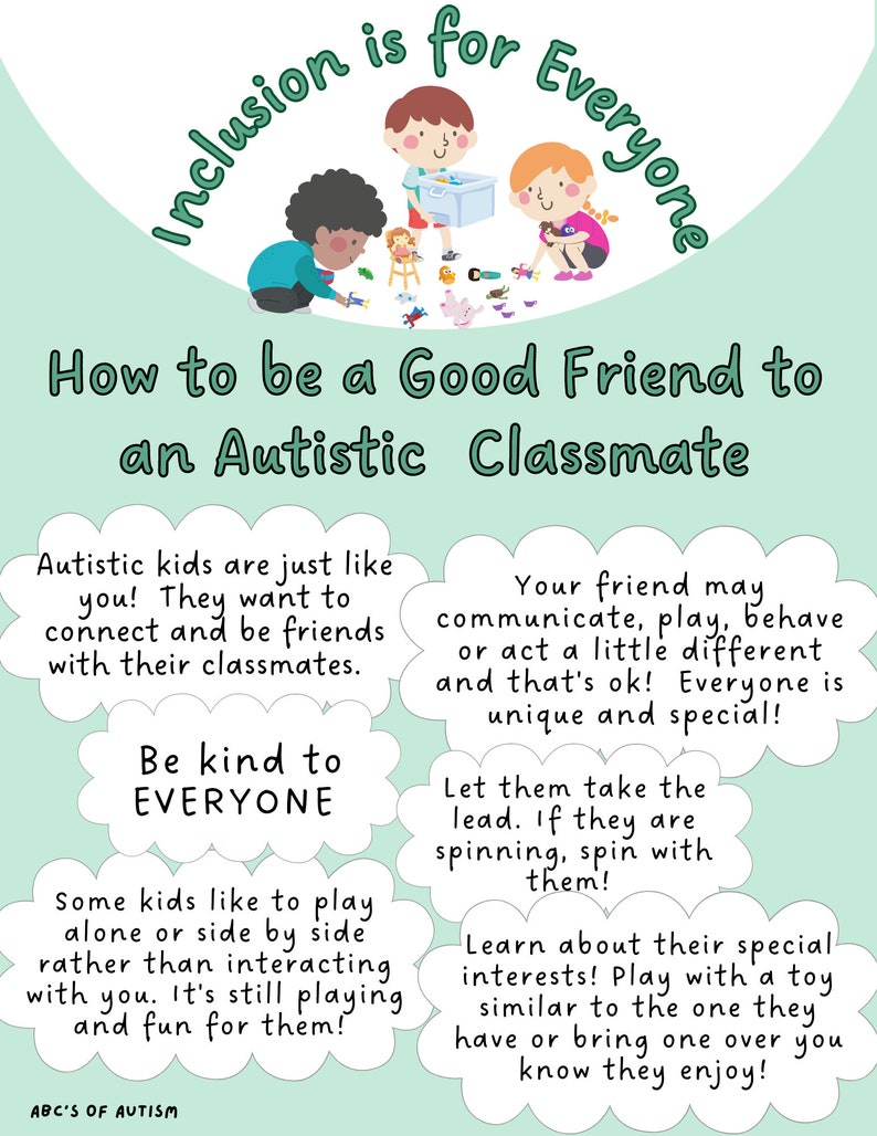 How to Be a Good Friends to an Autistic Classmate - Etsy