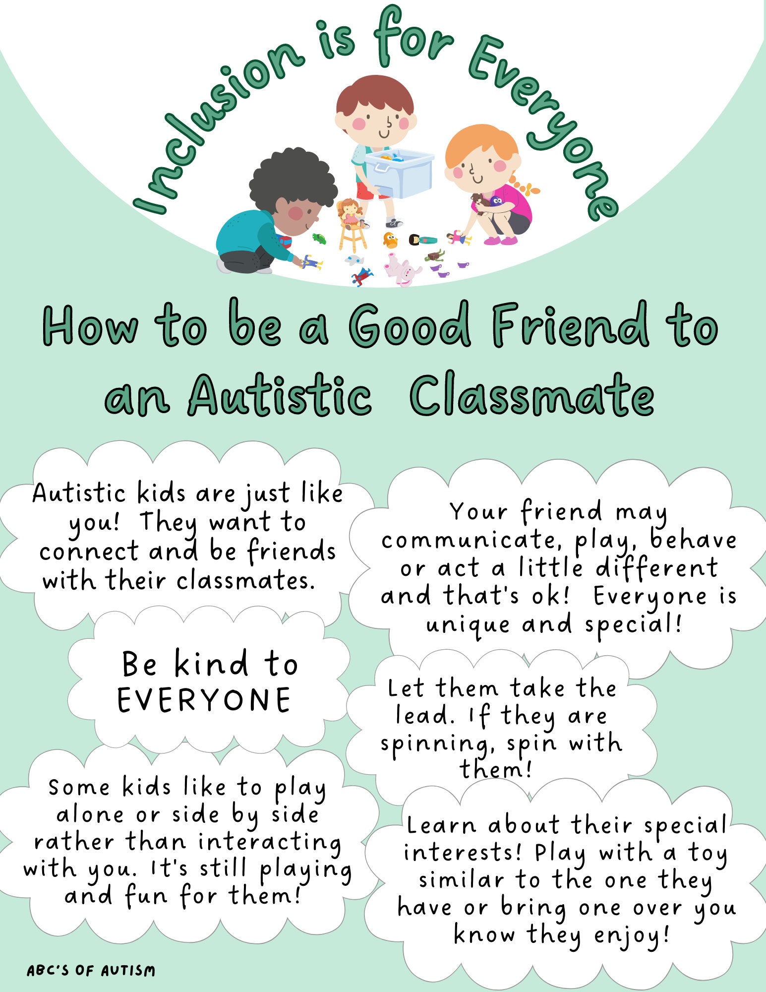 How to Be a Good Friends to an Autistic Classmate - Etsy