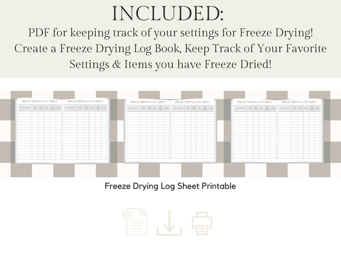 Freeze Drying Log Sheet Printable: Food Preservation Tracker (PDF) - Etsy