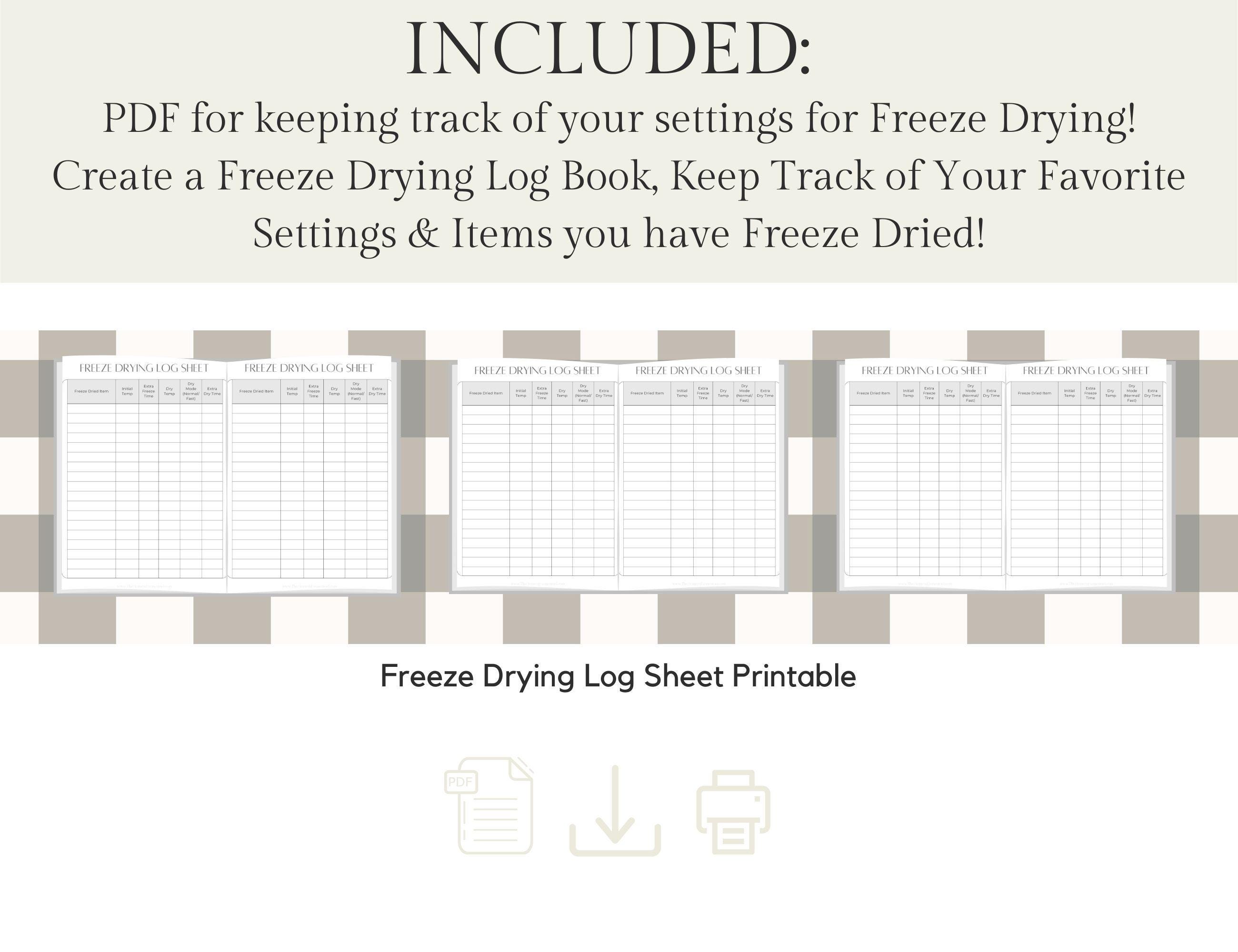 Freeze Drying Log Sheet Printable: Food Preservation Tracker (PDF) - Etsy