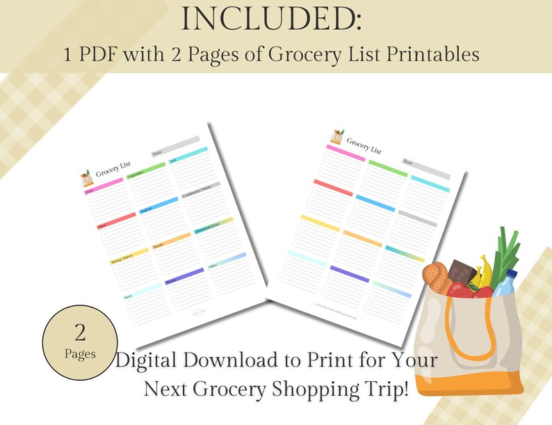 Detailed Color Coded Grocery List Printable With Departments & Blank ...