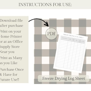 Freeze Drying Log Sheet Printable: Food Preservation Tracker (PDF) - Etsy