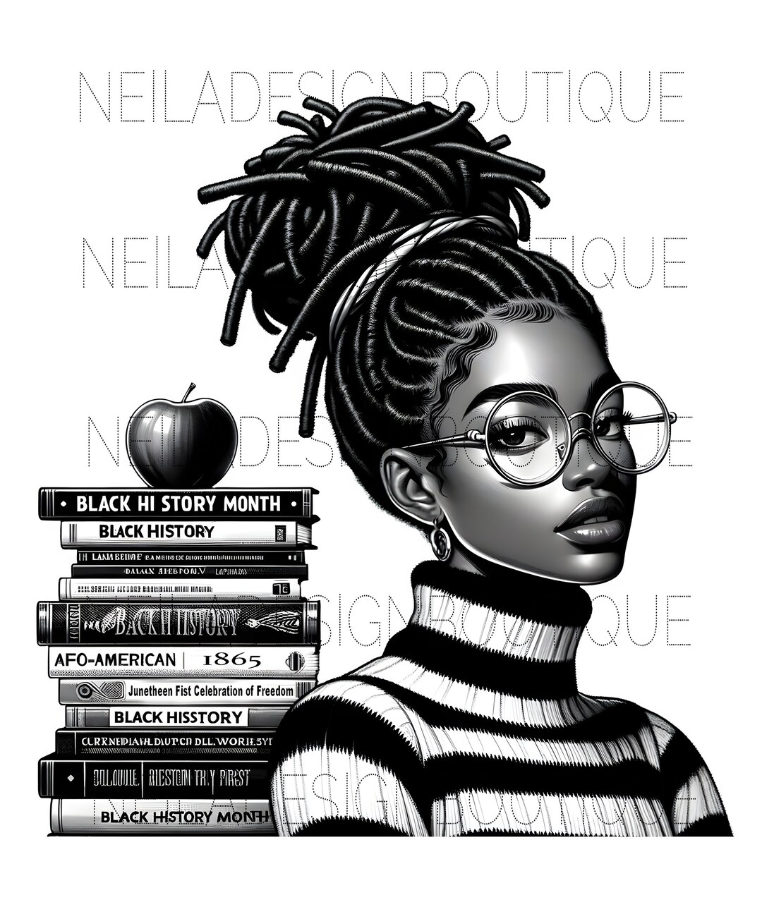Beautiful Dread Loc Black Girl Magic Melanin Black Woman PNG Afro Book ...