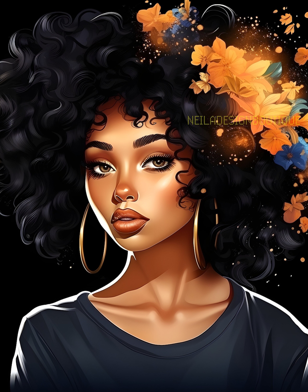 African American Black Women Digital Portraits Of Black Women Etsy