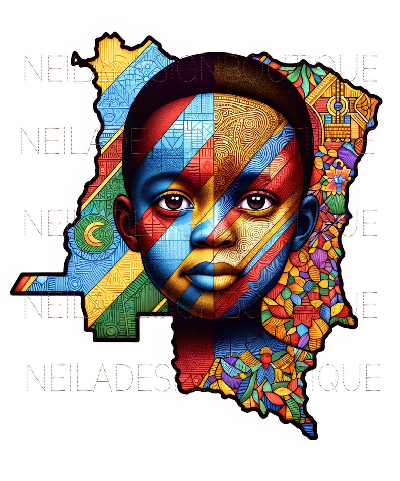 Democratic Republic of Congo Map Flag Afro Boys, DRC Girl SVG Africa ...