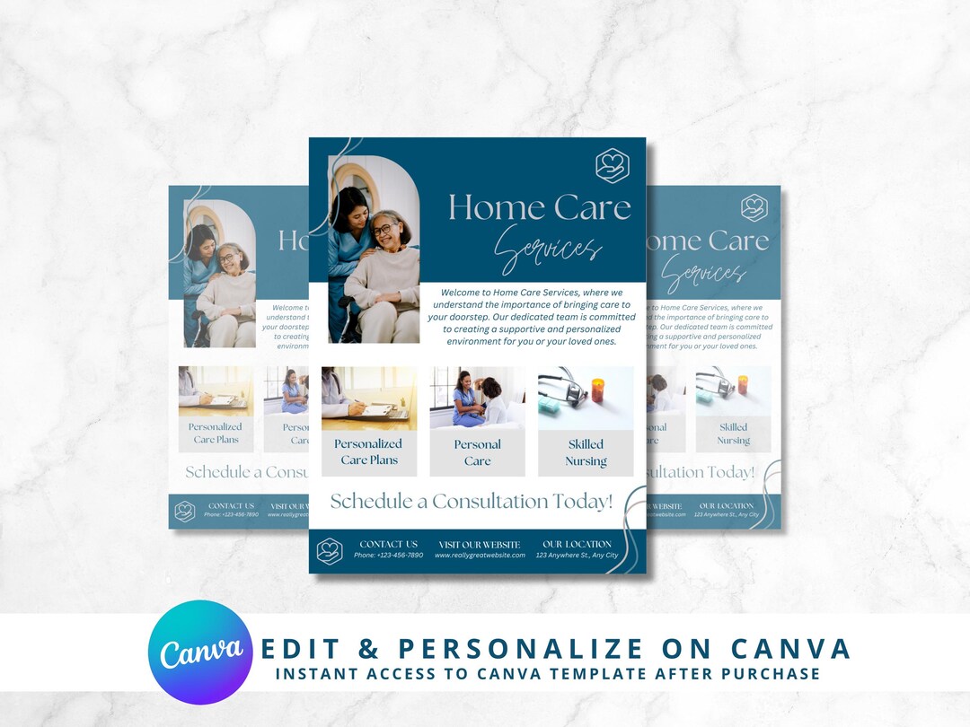 Home Care Services Flyer, DIY Flyer Template Design, Home Health Care ...