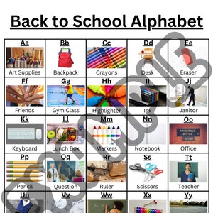 Back to School Alphabet and Word Cards - Etsy