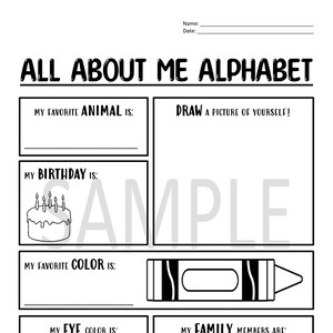 All About Me Alphabet - Etsy