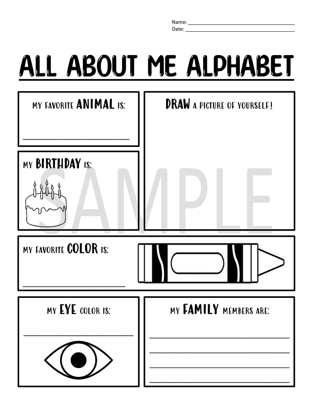 All About Me Alphabet - Etsy