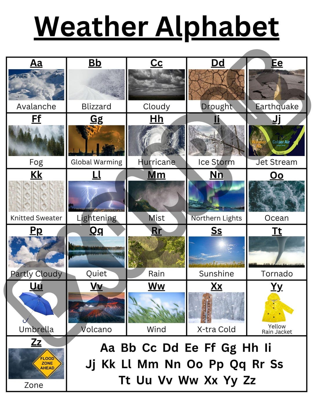 Weather Alphabet and Word Cards - Etsy