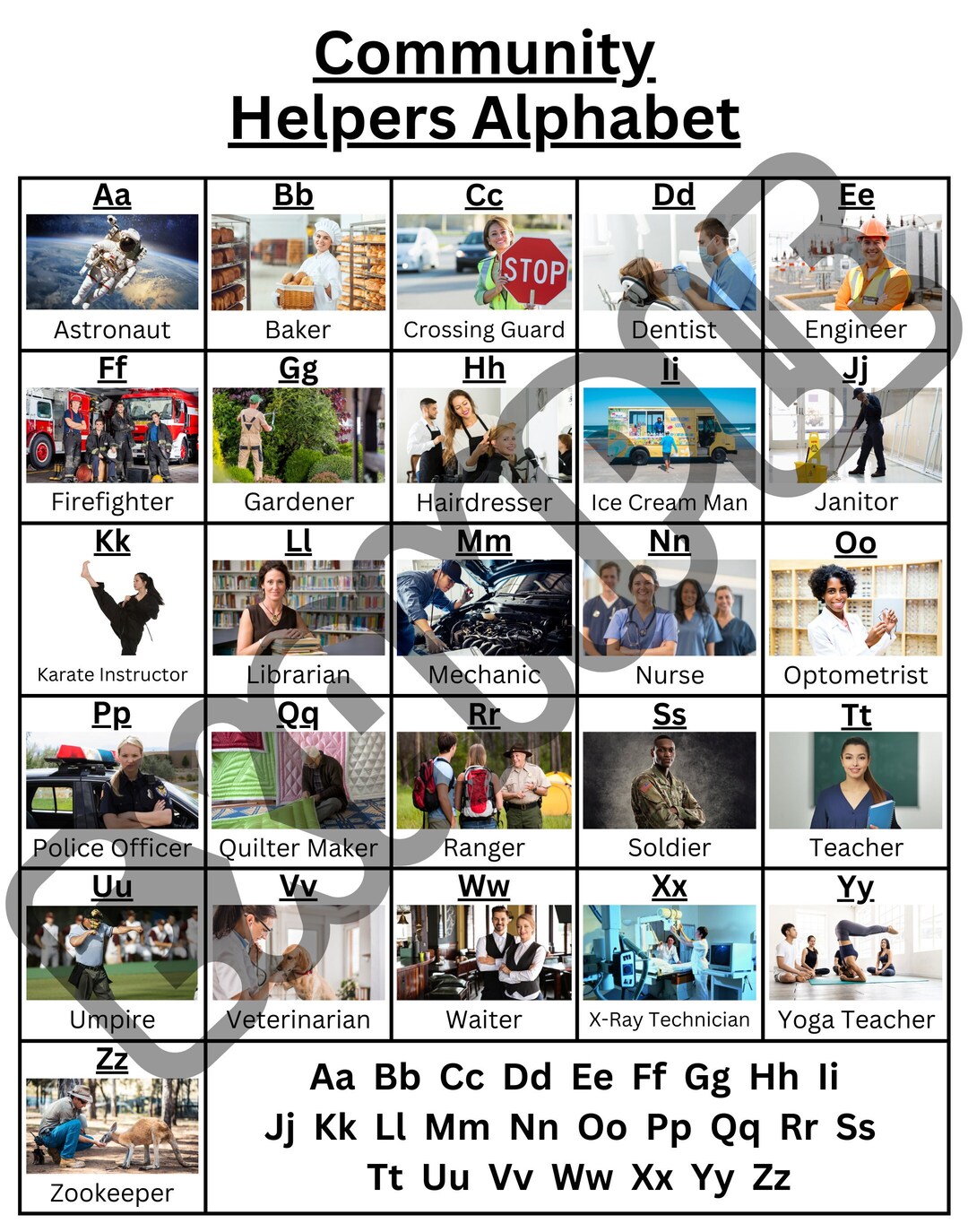Community Helpers Alphabet and Word Cards - Etsy