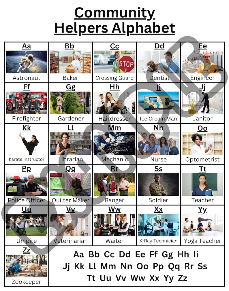 Community Helpers Alphabet and Word Cards - Etsy