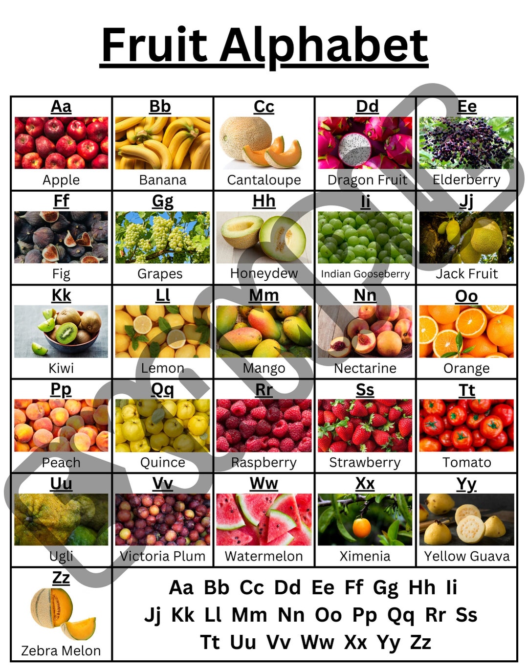Fruit Alphabet and Word Cards - Etsy