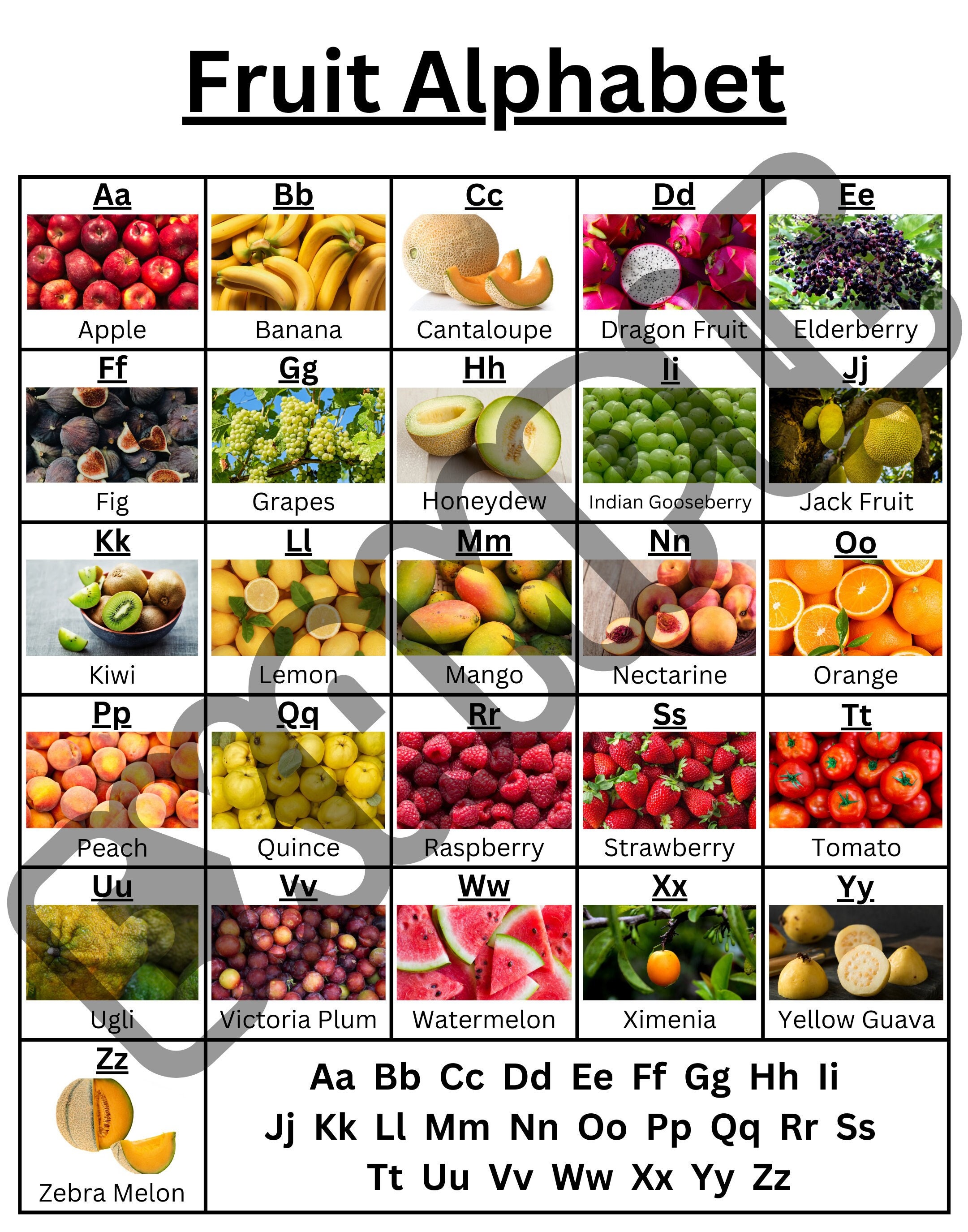 Fruit Alphabet and Word Cards - Etsy
