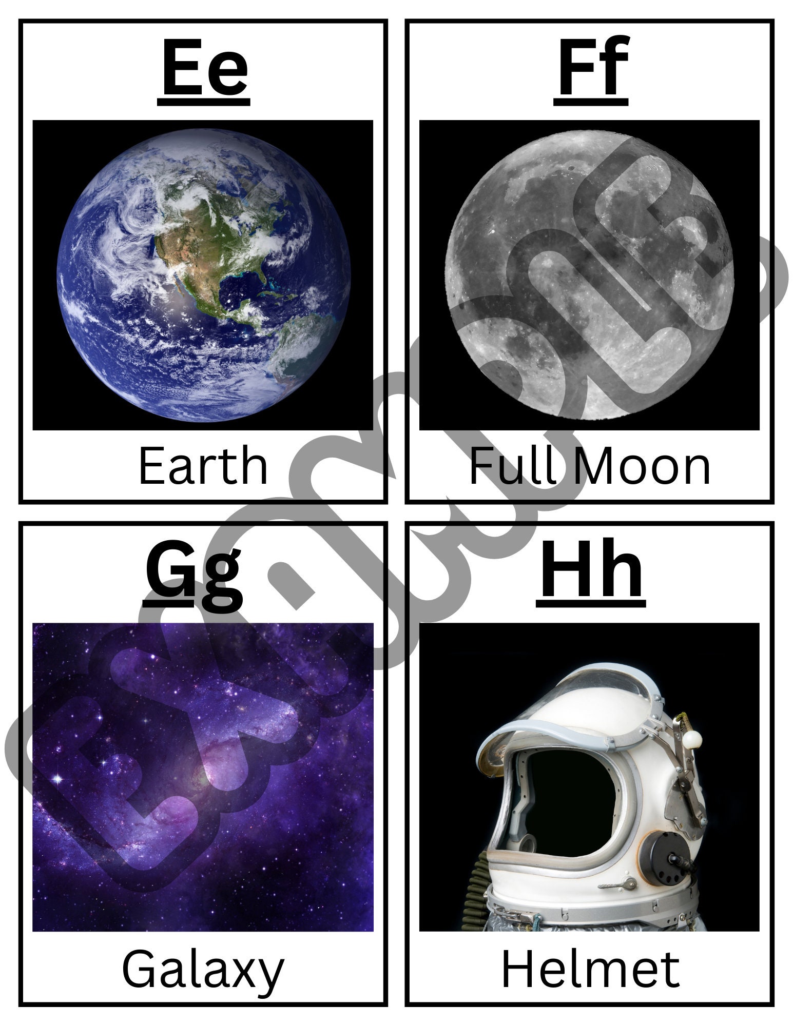 Outer Space Alphabet and Word Cards - Etsy