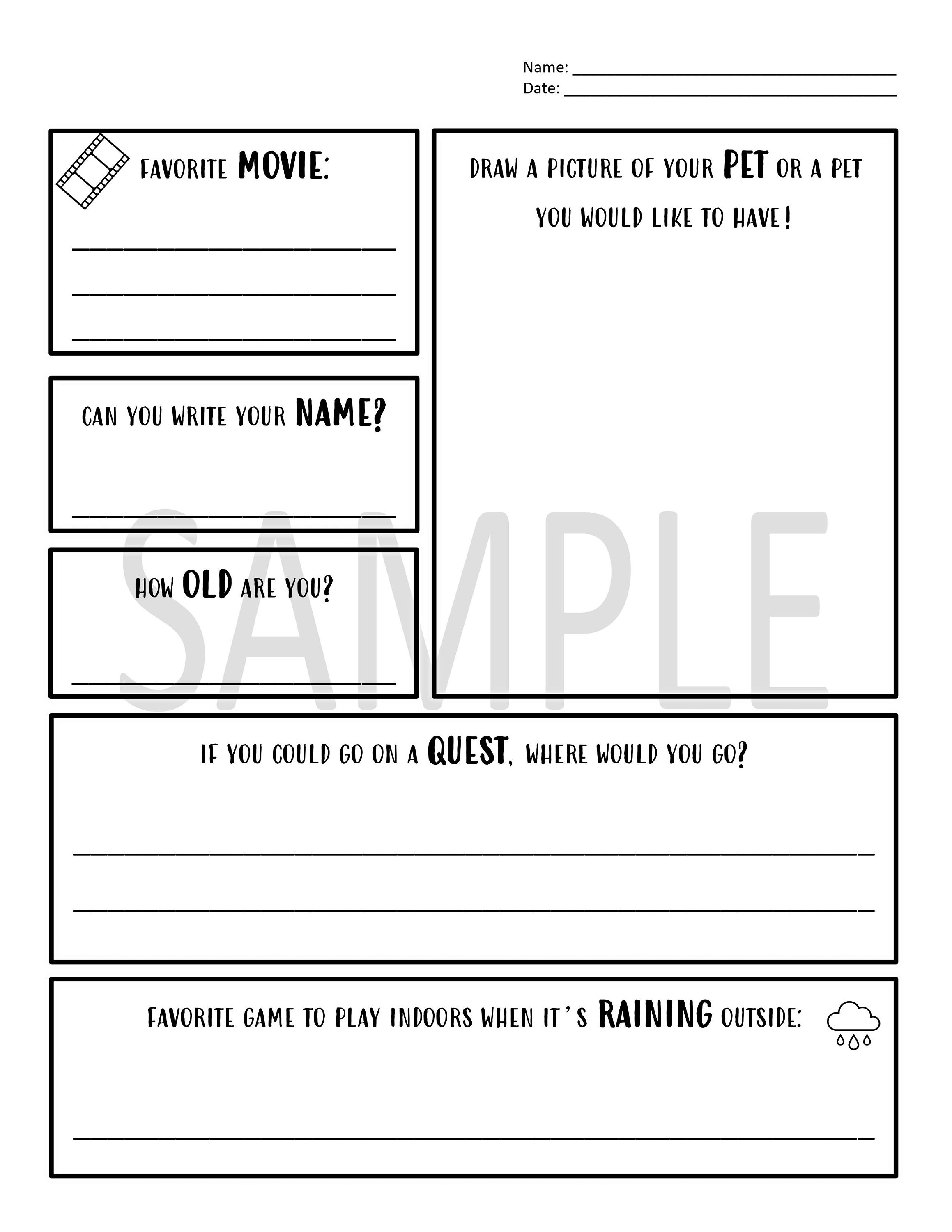 All About Me Alphabet - Etsy