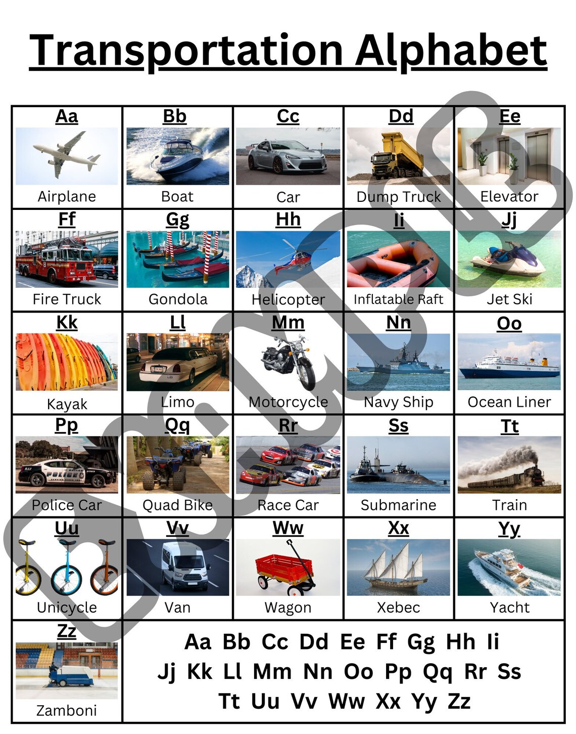 Transportation Alphabet and Word Cards - Etsy