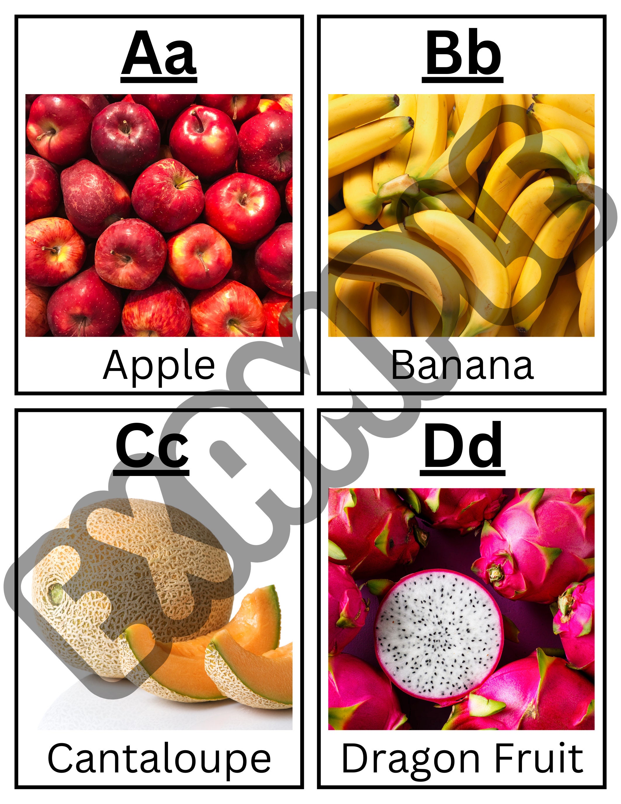 Fruit Alphabet and Word Cards - Etsy