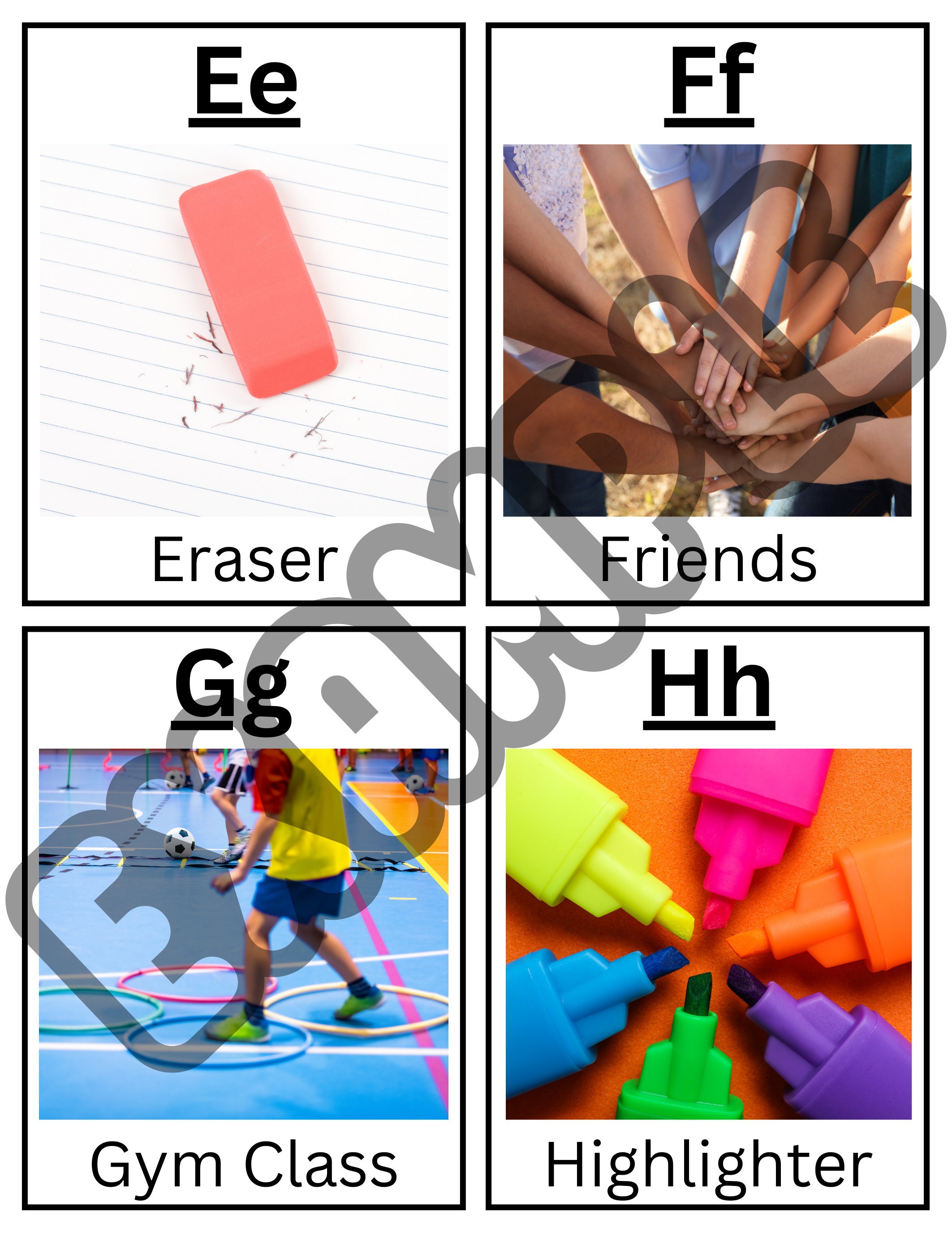 Back to School Alphabet and Word Cards - Etsy