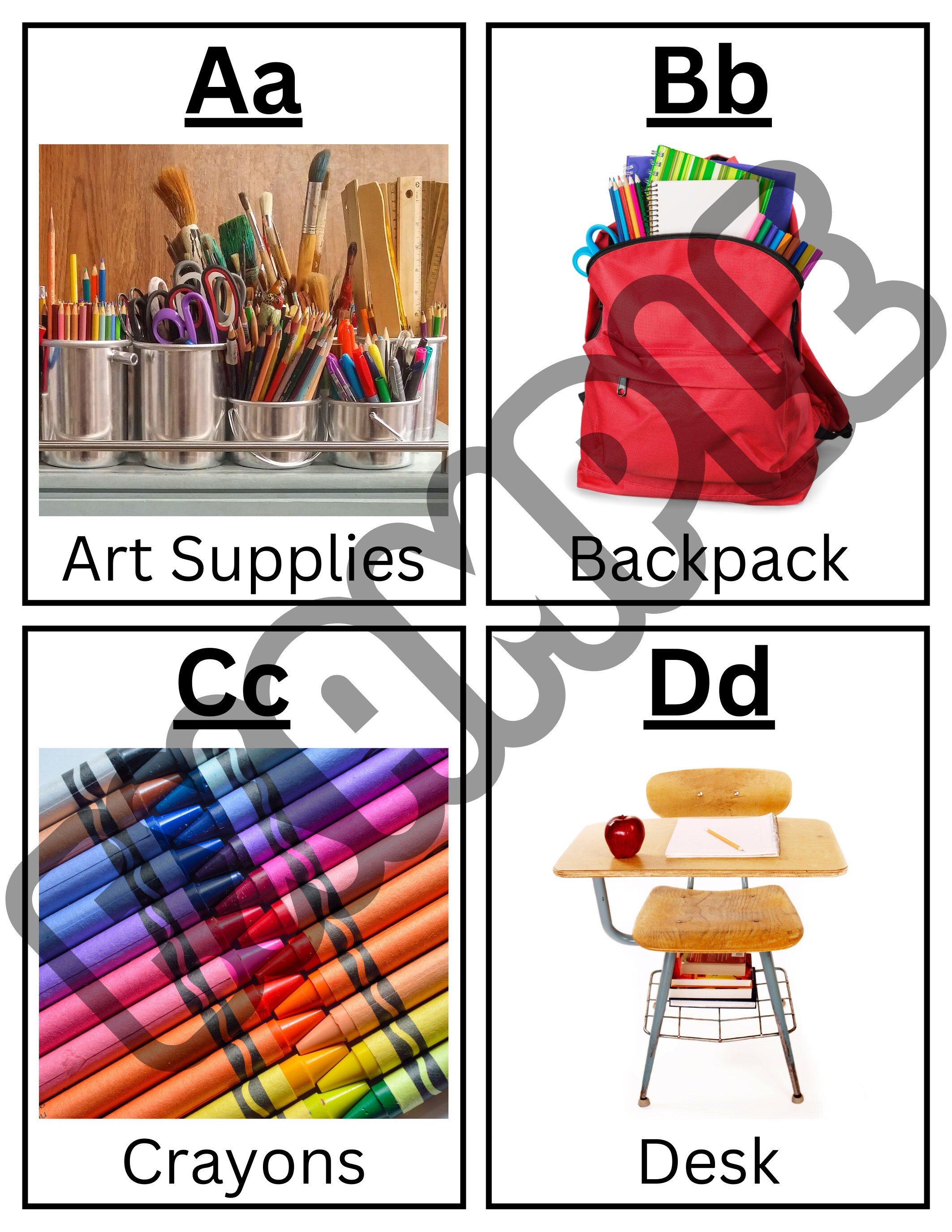 Back to School Alphabet and Word Cards - Etsy