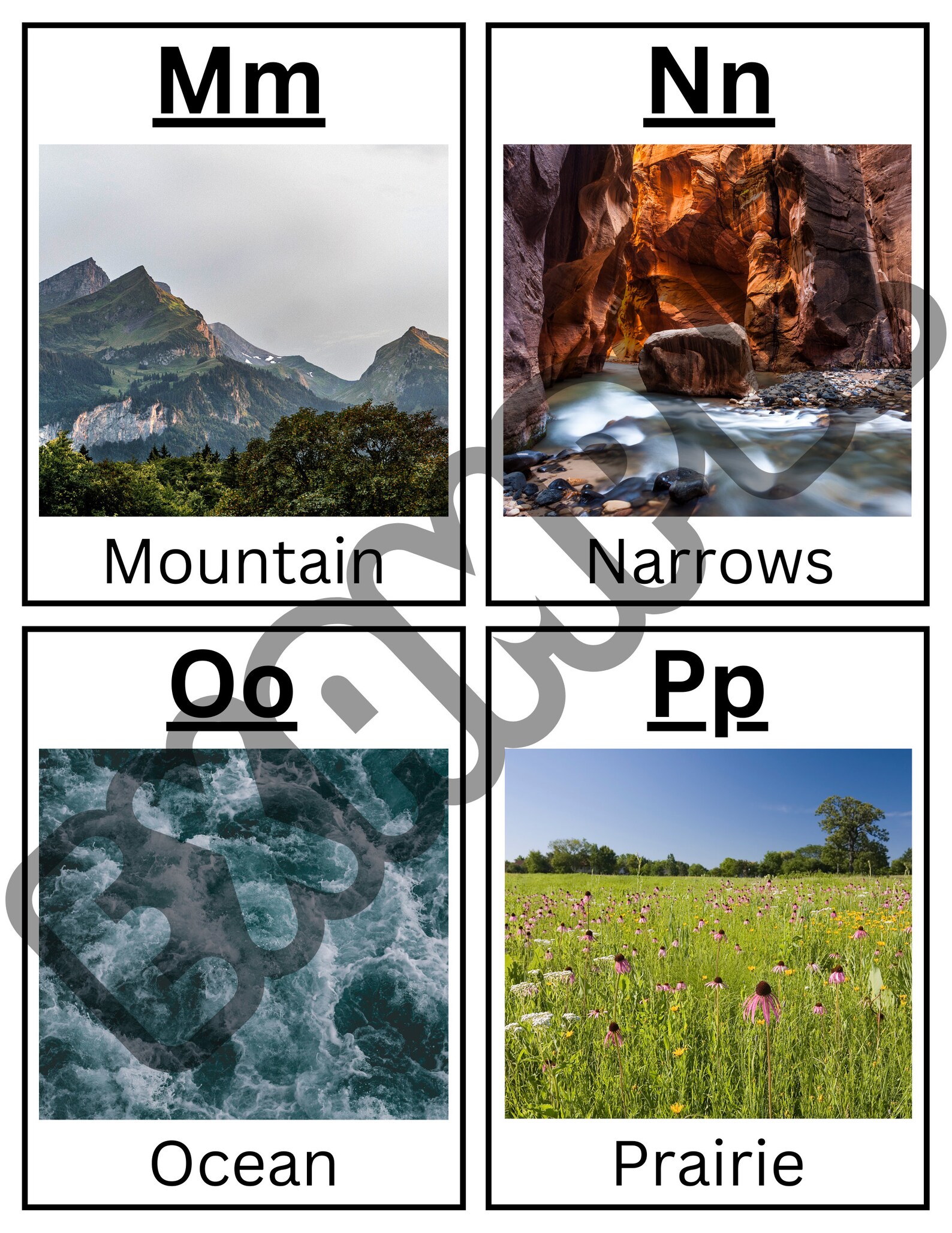 Landform Alphabet and Word Cards - Etsy