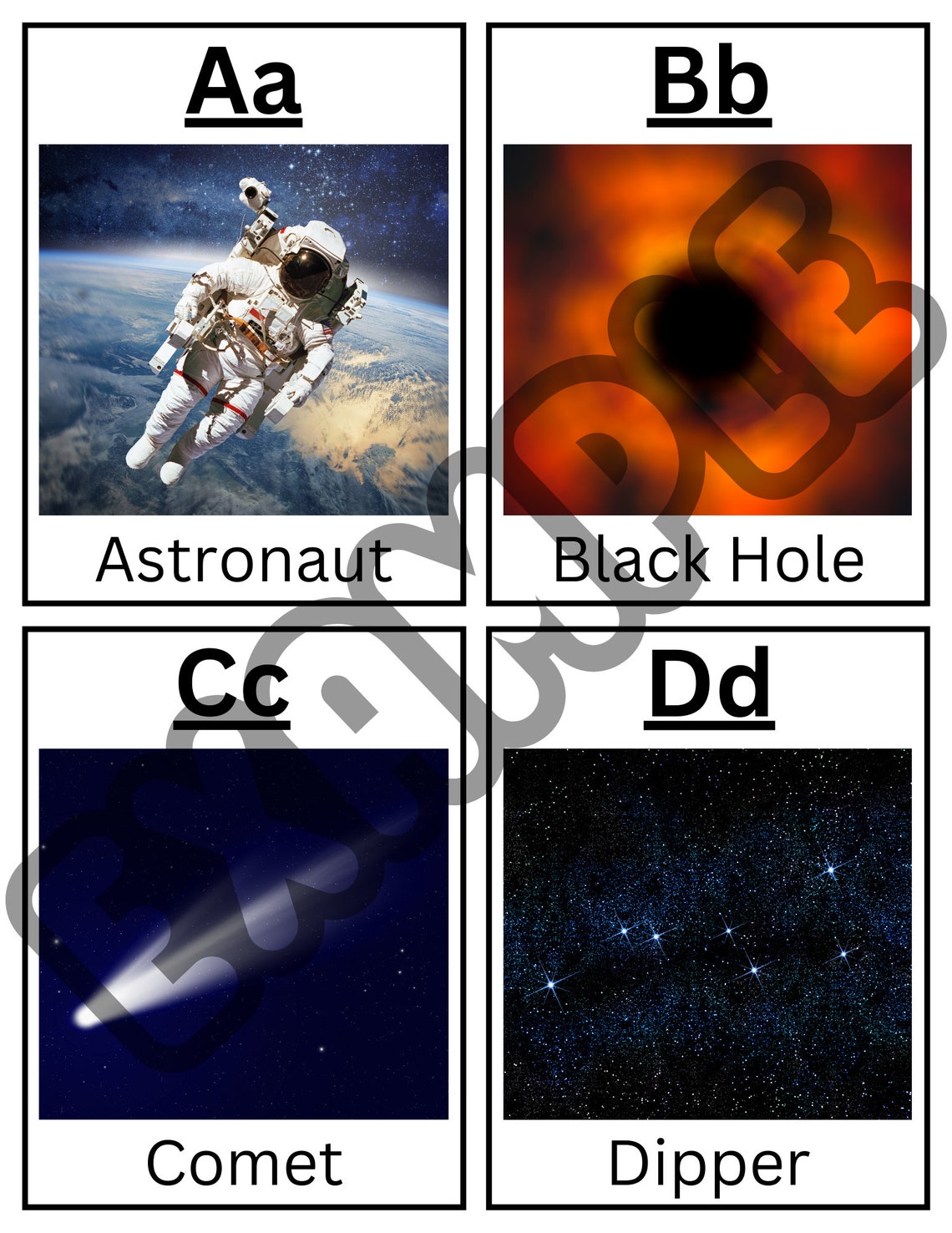 Outer Space Alphabet and Word Cards - Etsy