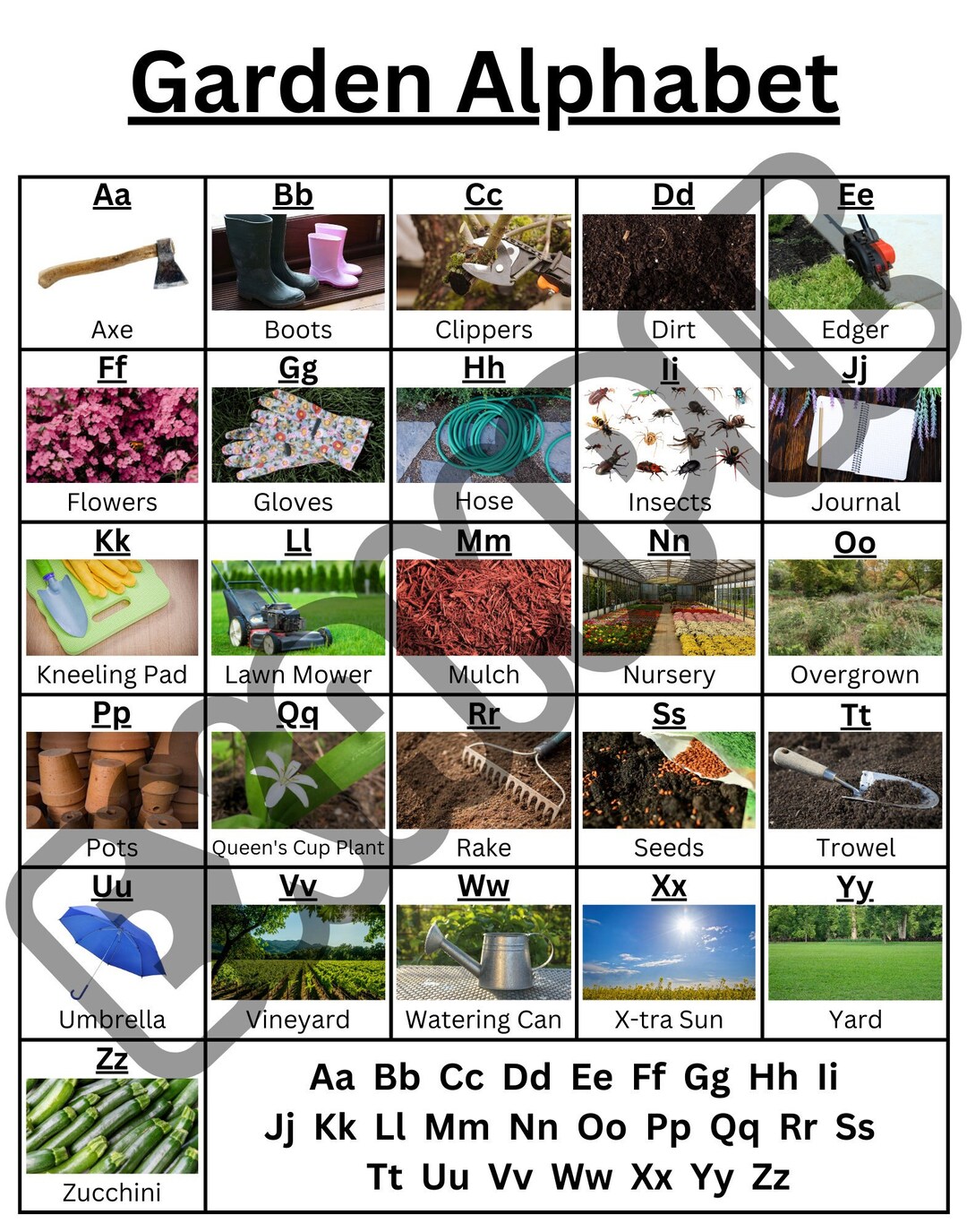 Garden Alphabet and Word Cards - Etsy