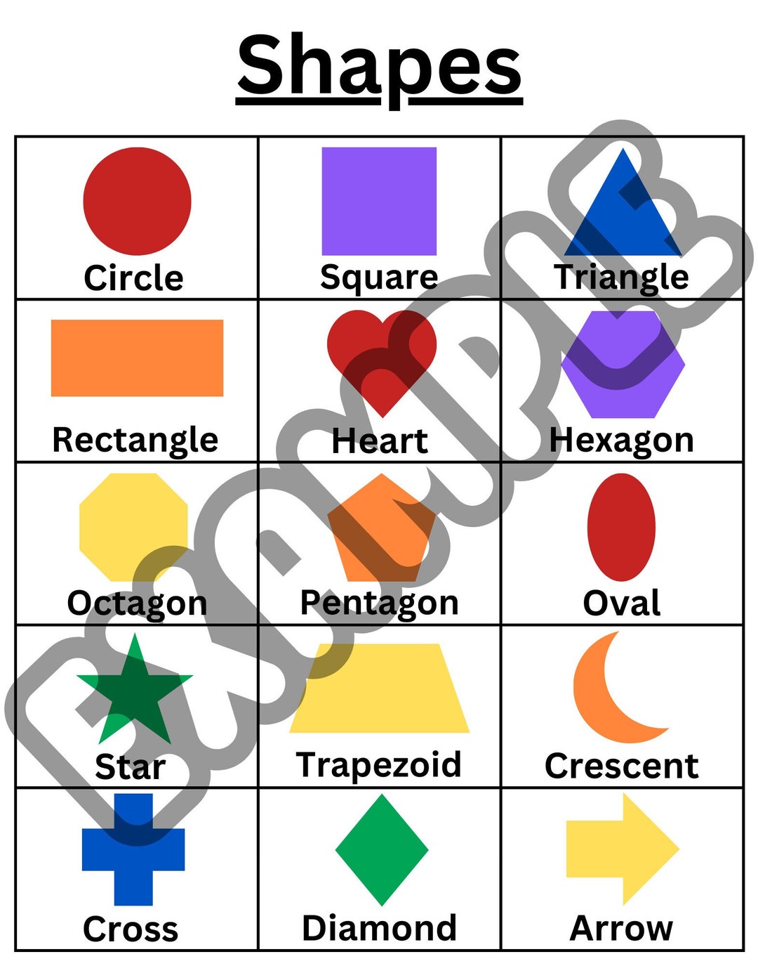 Shape Posters and Word Cards - Etsy