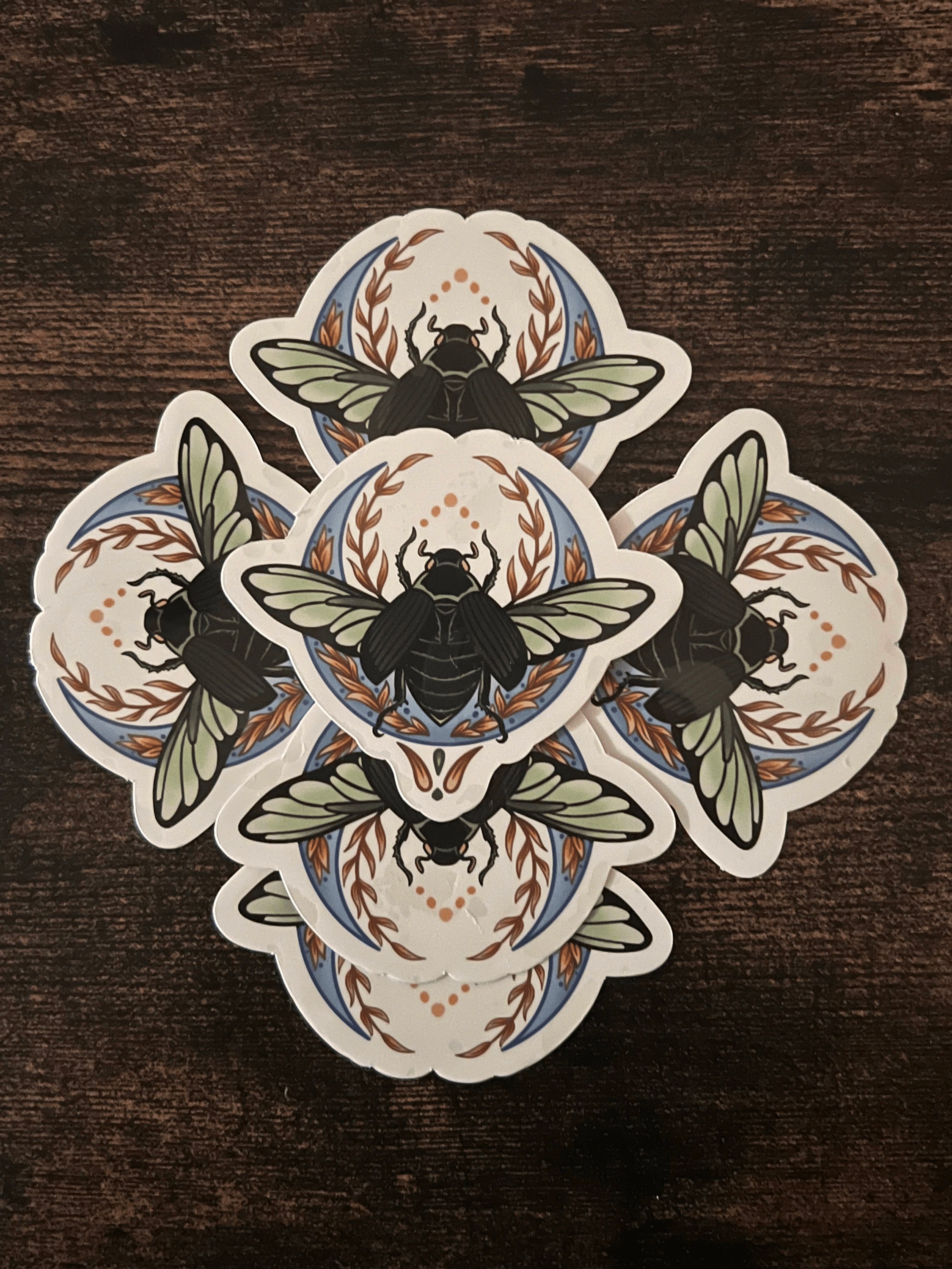 Mystical Bugs Blue Moon Laminated Die Cut Sticker - Etsy