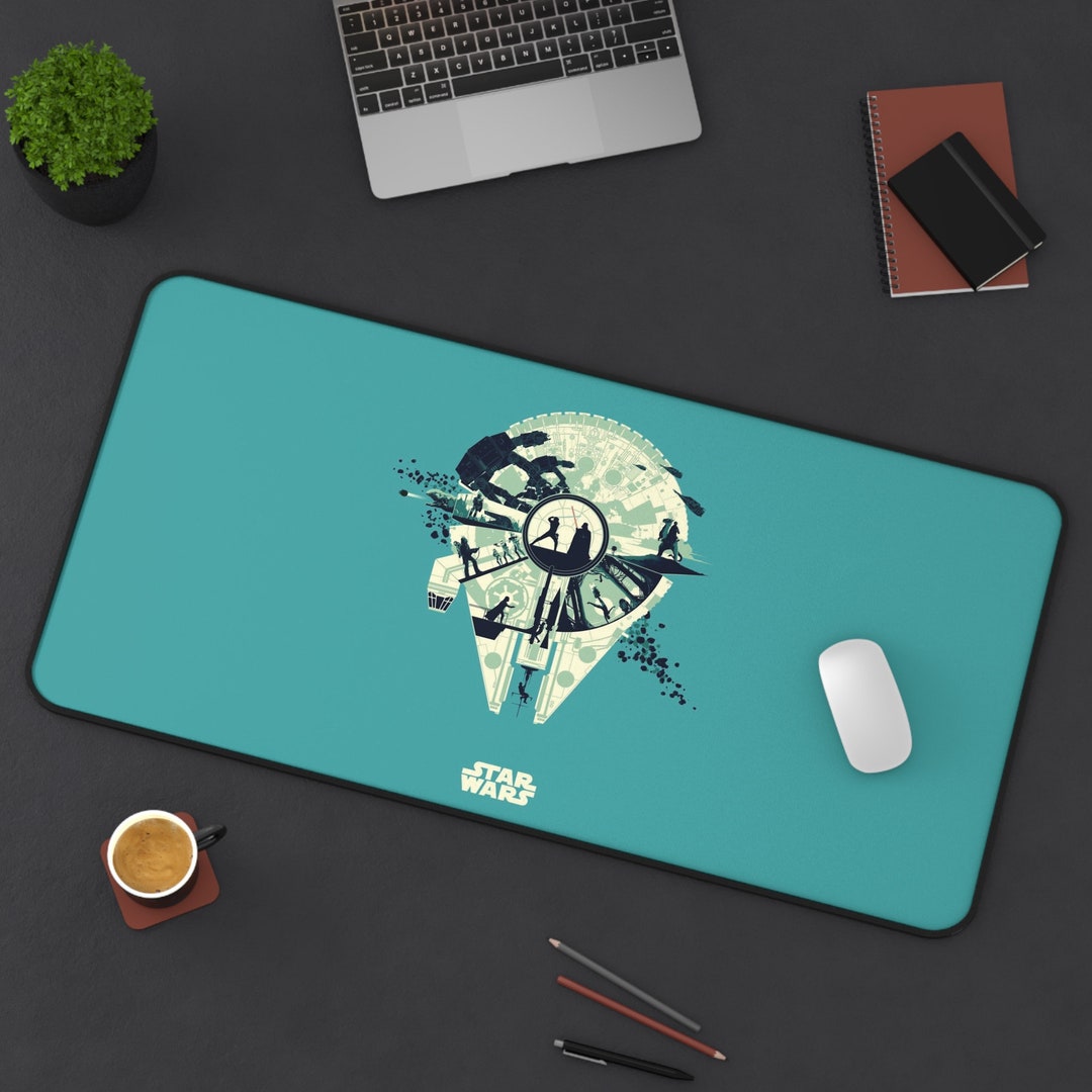 Star Wars Minimalist Blue Millennium Falcon With Luke, Darth Vader ...