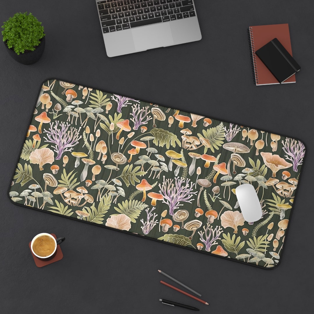 Dark Cottagecore Mat, Floral Desk Mat, Botanical Mouse Pad, Vintage ...