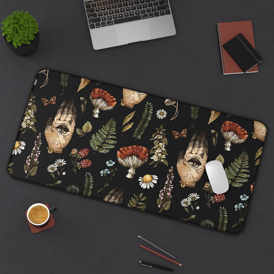 Dark Cottagecore Mat, Floral Desk Mat, Botanical Mouse Pad, Vintage ...