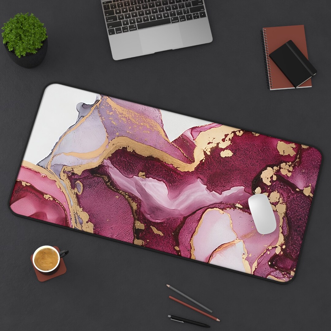 Nordic Marble Extended Gaming Mouse Pad With Stitched Edges, Large ...