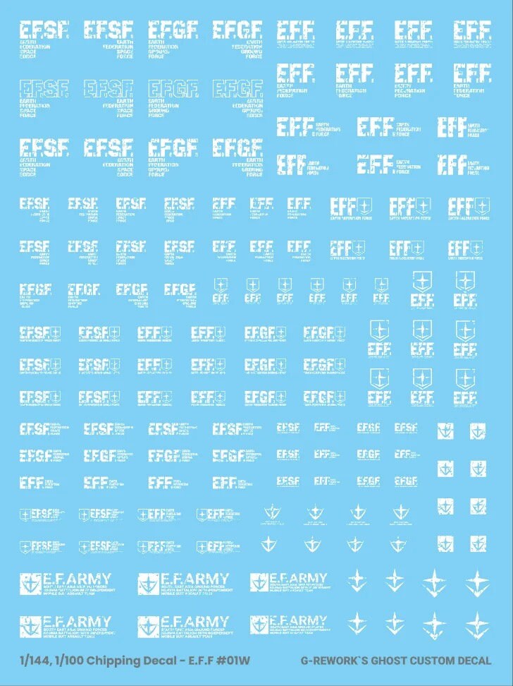 G-rework 1/144 & 1/100 Multi Use Gundam Federation/eff/efsf Symbol ...