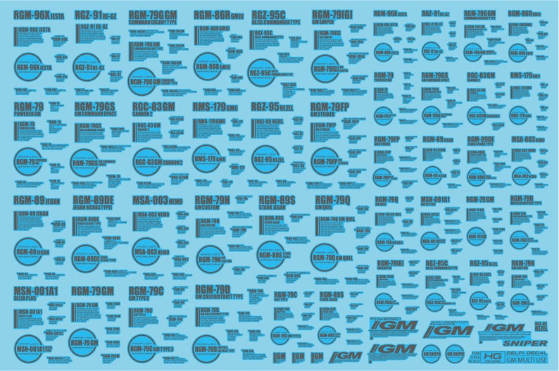 Delpi Decal HG/MG GM Mass Produced Univeral Century Multi Use Caution ...