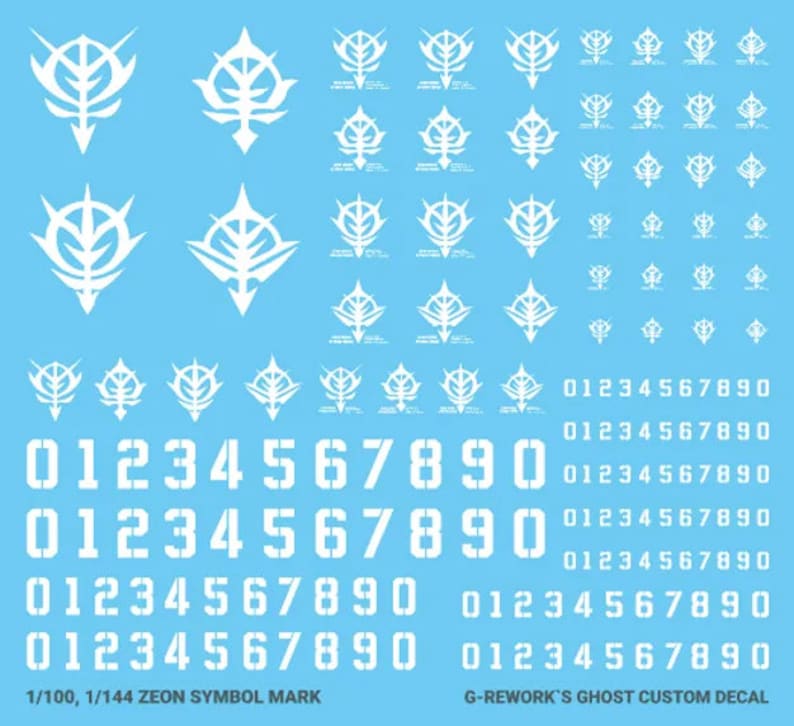G-rework 1/144 & 1/100 Multi Use Gundam Zeon Symbol Water Slide Decal ...