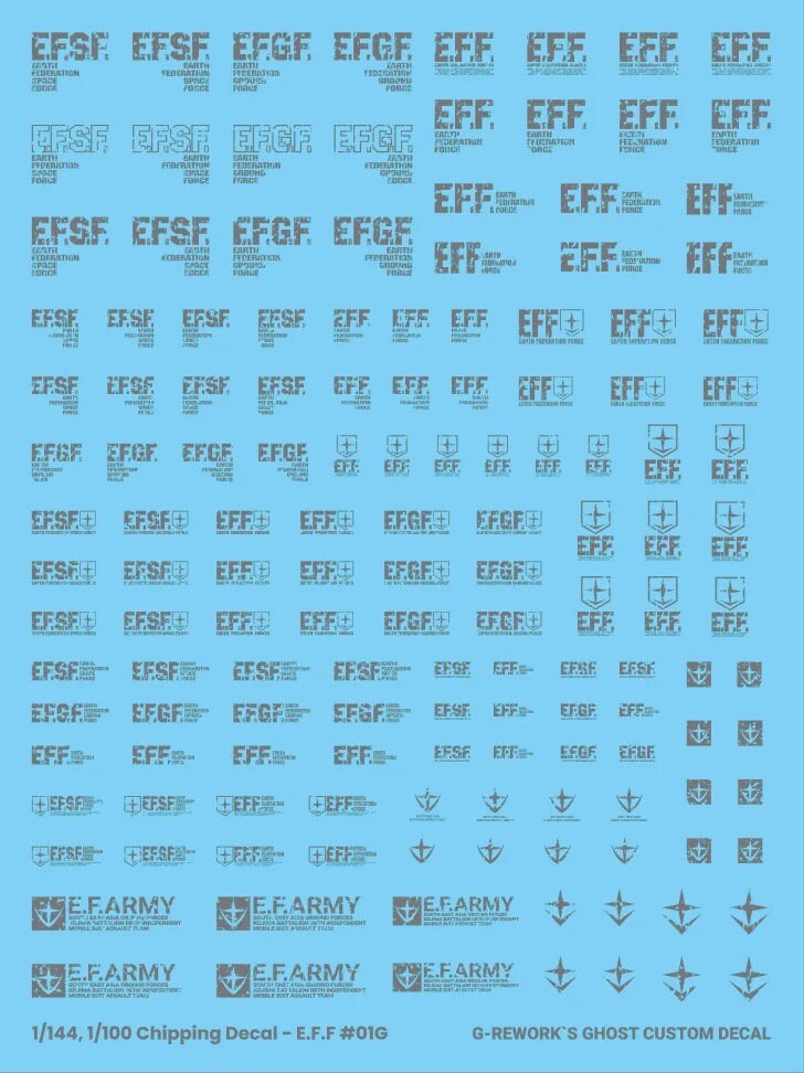G-rework 1/144 & 1/100 Multi Use Gundam Federation/eff/efsf Symbol ...