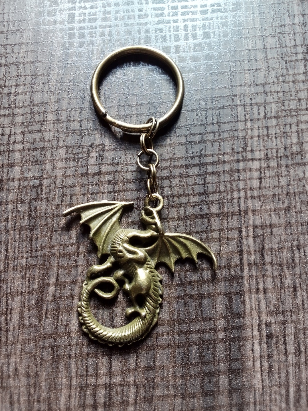 Bronze Flying Dragon Keychain - Etsy