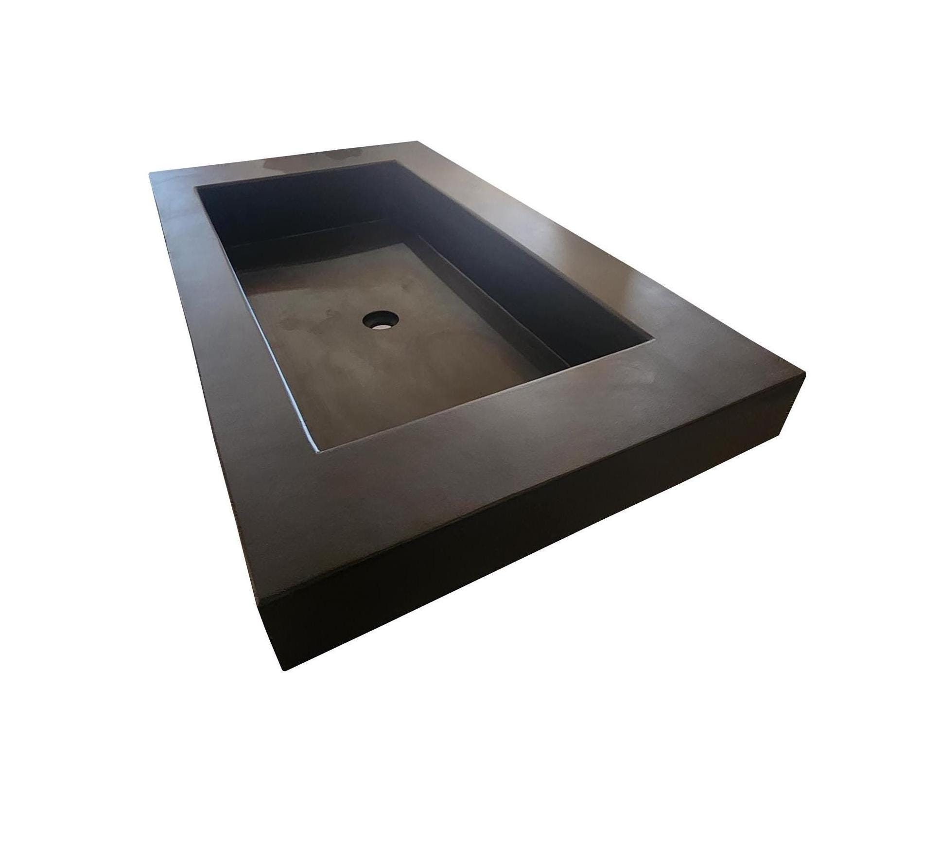 40 Concrete Sink Rectangle Basin Center Drain Customizable Black - Etsy