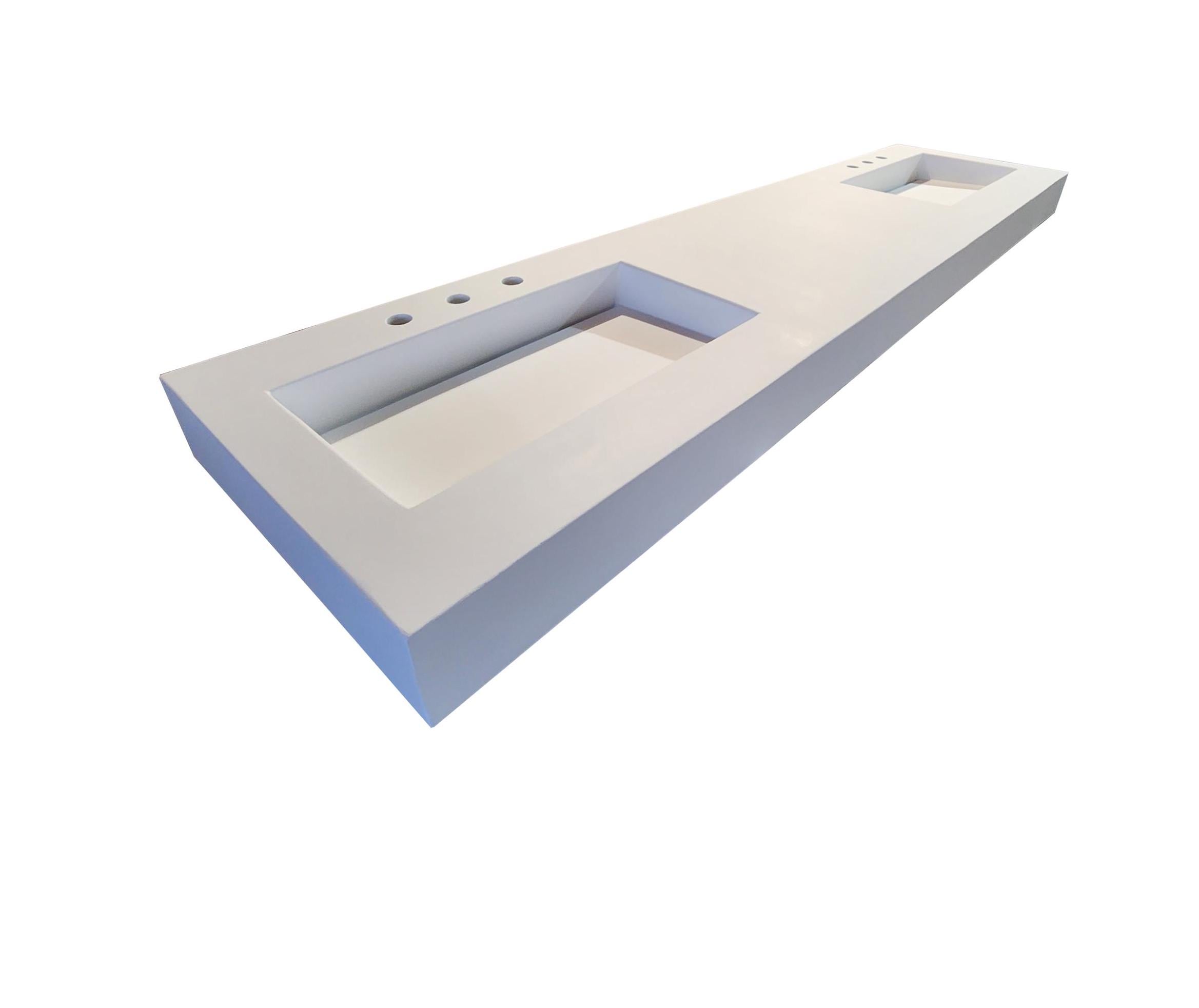 88" Double Basin Concrete Sink - Rectangle Basin - Slot Drain ...